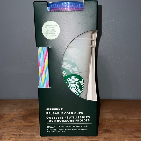 Starbucks | Kitchen | Starbucks Reusable Cold Cups Set Of 5 With 5 Lids ...